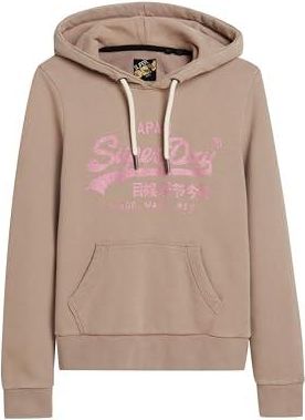 Superdry Metallic VL Graphic Hoodie W2012091A Deep Beige Taille 8, Beige Profond, 36
