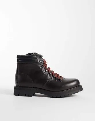 Tommy Hilfiger Windham Leder-Outdoorschuhe in Dunkelbraun