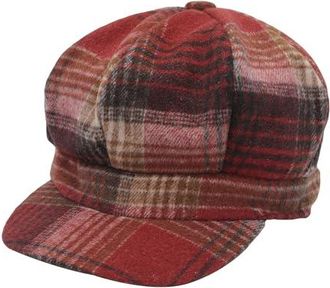 ZLYC Gatsby Casquette Classique à visière 8 Panneaux Gatsby Apple Cabbie pour Femme, Plaid Bordeaux et Marron, Taille Unique