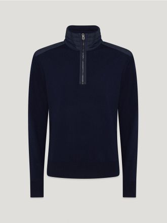 Belstaff Belstaff Pull Quart De Zip Kilmington pour homme Laine mérinos Bleu encre foncé Taille 2XL