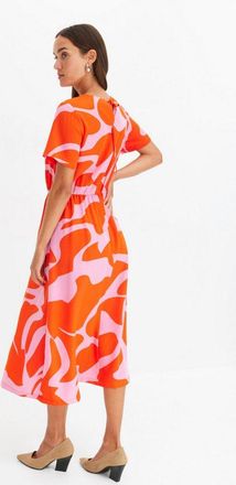 Bonprix Midikleid mit modischem graphischem Print, ausgestellter Rock, Halbarm-Design