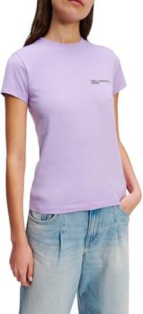 Karl Lagerfeld Femme T-Shirt Slim &Agrave; Manches Courtes avec Logo Essentiel Coupe Slim, Violet, L