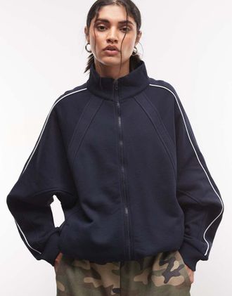 Collusion Jersey-Trainingsjacke in Marineblau