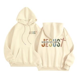 Generic Sweat &agrave; capuche pour femme Jesus Jesus Saved My Life Essential Hoodies Christian Loose Fit Cute Plain Hooded Faith Pullover Hoodies for Teens Trendy w