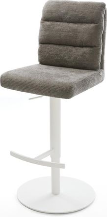 DELIFE Barstuhl Pela-Flex Boucl&eacute; Soft Schlamm Drehfu&szlig; h&ouml;henverstellbar Metall Wei&szlig;, Barst&uuml;hle