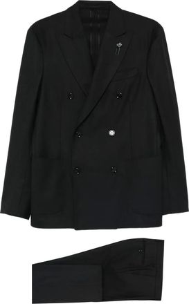 Lardini costume à veste à boutonnière croisée - Noir