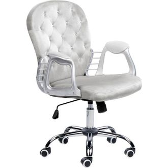 Beliani Beliani - Chaise de Bureau Pivotante et R&eacute;glable Capitonn&eacute; en Velours Gris Clair Princess