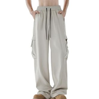 Generic Pantalon de jogging pour homme - Pantalon cargo d&eacute;contract&eacute; pour homme avec jambe large et cordon de serrage - Coupe ample - Pantalon de sport pour gr