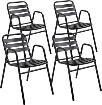 Oviala Oviala - Set mit 4 Gartensesseln aus schwarzem Aluminium