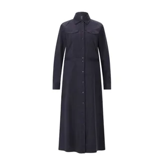 Marc Cain Femme, Robes, Bleu, Taille: 46 FR Robe chemise longue en velours c&ocirc;tel&eacute;