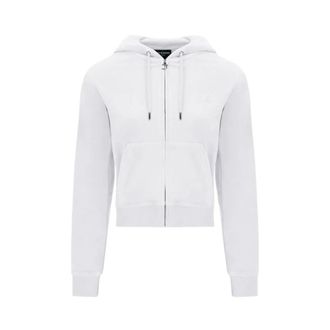Juicy Couture Femme, Sweatshirts et sweats &agrave; capuche, Blanc, Taille: 38 FR Cotton Velour Sweat &agrave; capuche