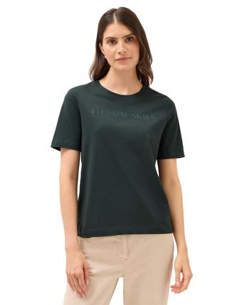 Cecil Damen 3227616 T-Shirt mit Wording Artwork, Ink Green, Medium