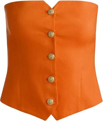 Alice & Olivia Gilet bustier Kelcey - Femme - Tops - Orange - Taille: 36 FR
