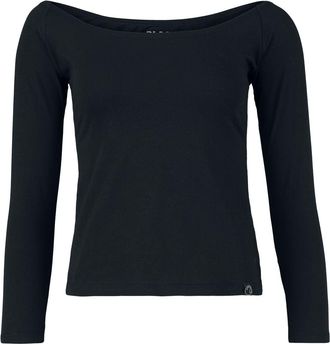 Black Premium by EMP Damen schwarzes Langarmshirt mit U-Boot-Ausschnitt XXL