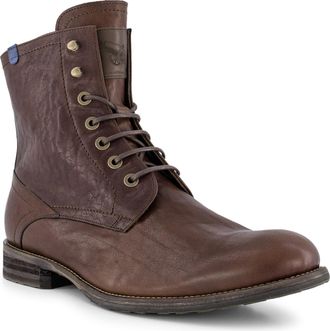 Floris Van Bommel Herren Schnürboots braun, cognac Glattleder