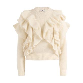 Elisabetta Franchi Femme, Pulls, Beige, Taille: 40 FR Maglia Tricot Burro