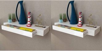 vidaXL Vidaxl - tag&egrave;res murales avec tiroirs 2 pcs Blanc 80 cm