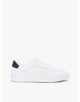 Tommy Hilfiger Gestrickte Court-Sneaker in Wei&szlig; mit Logo