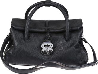 Zanellato Femme, Sacs, Noir, Taille: ONE Size Sac à main en cuir blanc Twist Lock