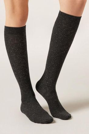 Calzedonia Lange Socken Mit Kaschmir Und Glitzer Schwarz