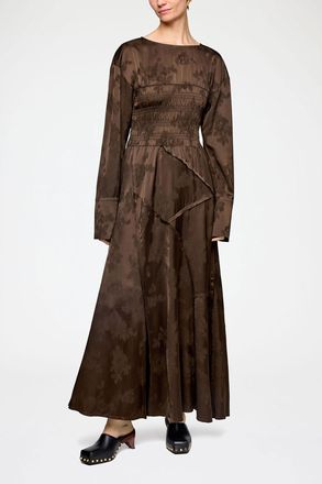 Ganni Robe en satin marron - Pour Femme