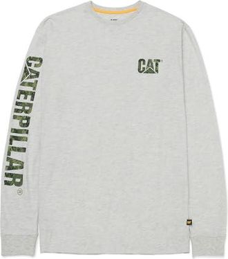 CAT erpillar T-shirt à manches longues pour homme avec boucle de gestion des fils au centre du dos et logo Workwear, Crème chiné, Taille XL