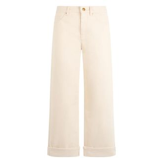Moncler Baumwoll-Twill-Hose mit Umschlag - - Trousers - Damen - Beige - 2XS