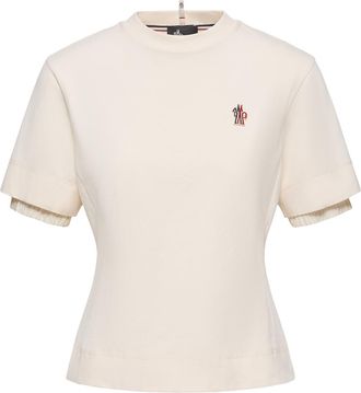 Moncler Moncler Logo Patch Cotton Blend T-shirt, Women, White, Size: Xs