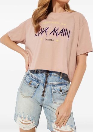 One Teaspoon t-shirt imprimé à bords francs - Rose