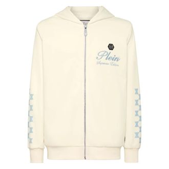 Philipp Plein Homme, Sweatshirts et sweats &agrave; capuche, Beige, Taille: 3XL Sweat-veste &agrave; capuche