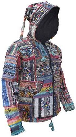 Gheri Coton Toison Doubl&eacute; Patchwork Elfe Lutin N&eacute;palais Festival Capuche Veste Medium