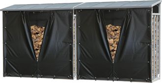 Quick Star 2 Stück Aluminium Kaminholzregal XXL 185 x 70 x 185 cm mit Wetterschutz Garten Kaminholzunterstand 4,6 m³ Kaminholzlager Stapelhilfe Aussen