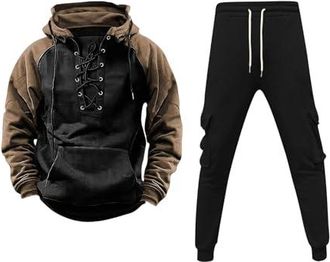 Generic Surv&ecirc;tement pour homme - Ensemble complet de couleurs contrast&eacute;es - Sweat &agrave; capuche - Ensemble de jogging - Entra&icirc;nement - Sport - D&eacute;contract&eacute; - Haut 