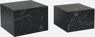 Sweeek Lot de 2 Tables Basses Effet marbre Noir Paros. L 58 x l 58 x H 40cm / L 50 x l 50 x H 33cm