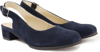 Ulla Popken Damen große Größen Übergrößen Plus Size Lederpumps, Veloursleder, Zierspange, Weite H marine 44 838747132-44