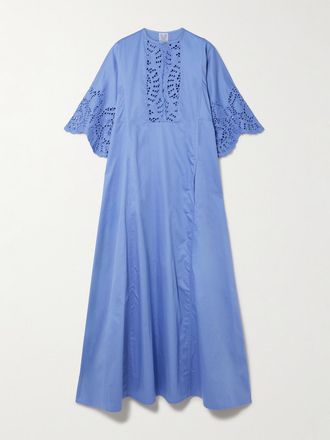 Thierry Colson Rachel Kaftan Aus Baumwollpopeline Mit Lochstickerei - Blau