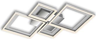 Briloner Leuchten - Deckenlampe LED, Stufenweise Dimmbar, schwenkbare Deckenleuchte, Frame, Hinterschnitt, Alu-Chrom, 530x530x75 mm, 3727-019