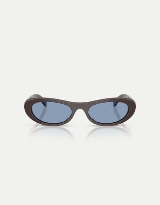 Vogue Lunettes de soleil ovales avec verres bleus - Moka-Marron