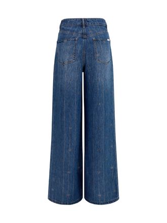 Self Portrait Womens Jeans Crystal-Striped Blue Lyocell