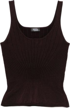MUGLER Femme, Tops, Violet, Taille: 38 FR Haut Violet Côtelé Sans Manches