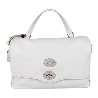 Zanellato Femme, Sacs, Gris, Taille: ONE Size Sac bandouli&egrave;re en cuir noir Twist Lock