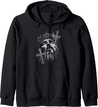 Trendy Apparel Jesus with Crown of Thorns Faith Over Fear Kapuzenjacke
