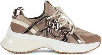 Pinko Baskets Ariel 01 en cuir et tissu | 5BPDSSS0023T040 L15 Taupe, taupe, 40 EU