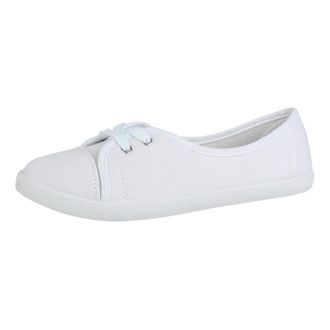 Elara Damen Ballerinas Sneaker Schn&uuml;rer Chunkyrayan 1413 White 37M
