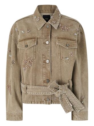 Pinko Verzierte Jeansjacke - Nude