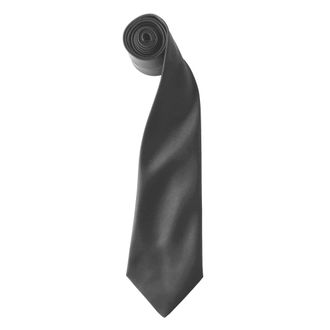 Premier Colours Herren Satin-Clip-Krawatte (2er-Pack) (Dunkelgrau)