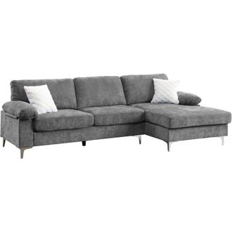 Habitat et Jardin Canap&eacute; dangle droit en tissu chenille Jade - 3 places - Gris clair