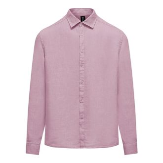 Bomboogie Homme, Chemises, Rose, Taille: L Chemise en Lin &agrave; Manches Longues