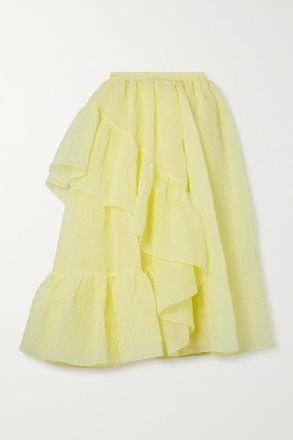 Erdem Marganita Gestufter Midirock Aus Cloqu&eacute; Mit Volant - Gelb