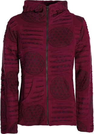 vishes Alternative Bekleidung - Damen-Jacke Blume des Lebens Sweatjacke Hippie-Jacke Kapuzen-Jacke dunkelrot 36-38